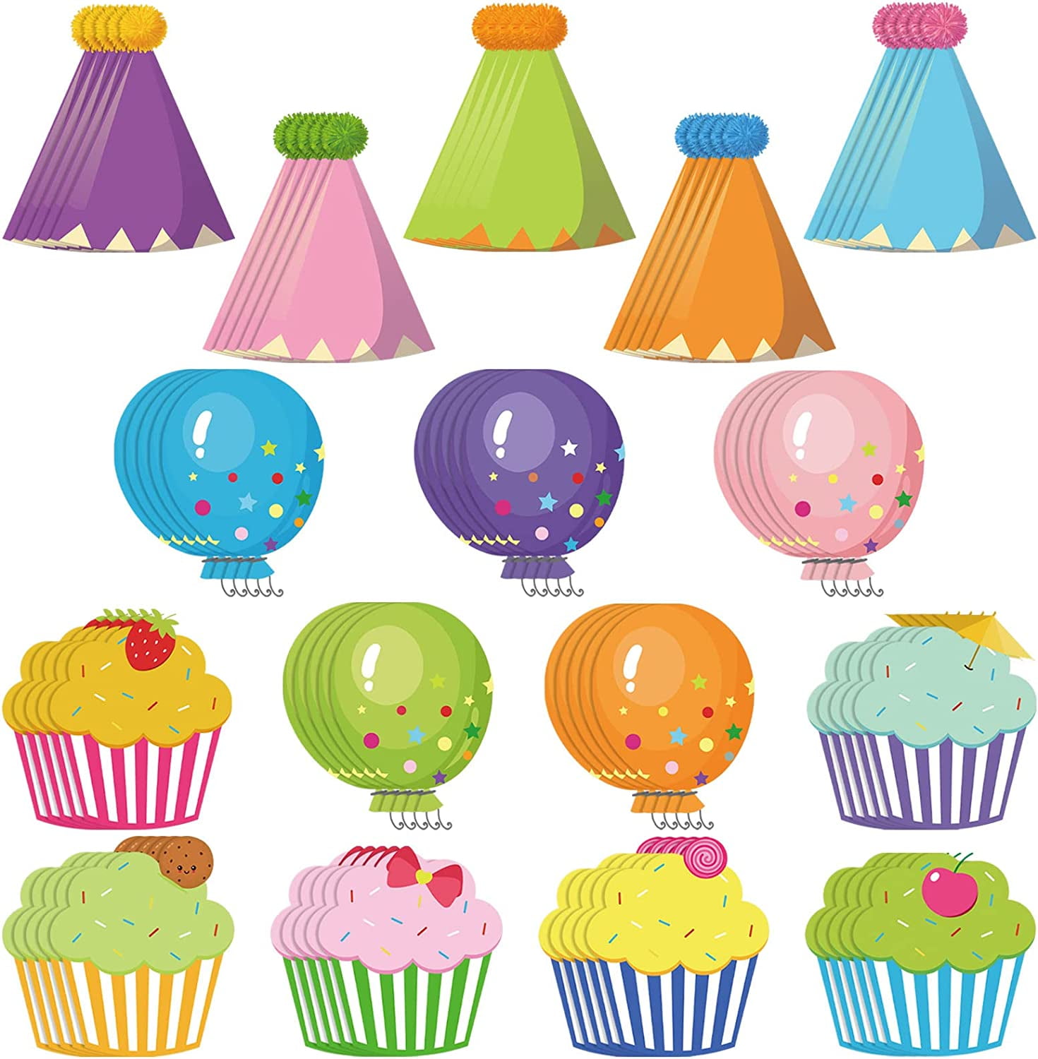 60 Pieces Colorful Cupcake Cutouts Birthday Classroom Bulletin Board ...