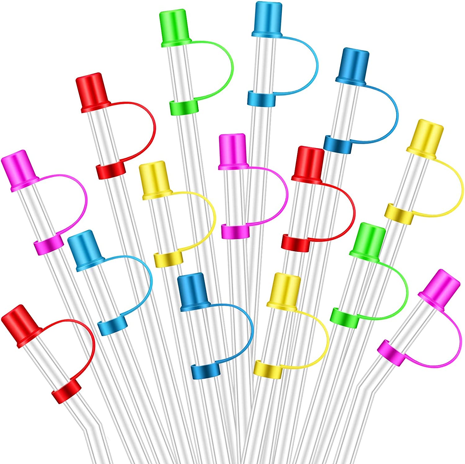 60 Pieces Colorful Drinking Straw Caps Reusable Drinking Straw Plugs ...