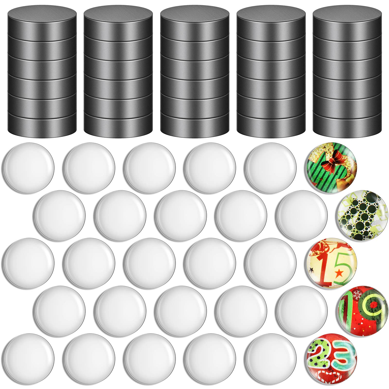 60 Pieces Craft Fridge Magnets Glass Round Magnets DIY Transparent ...