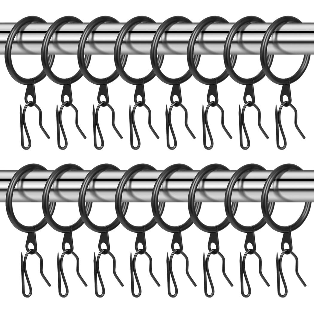 60 Pieces Curtain Hanging Hooks, Metal Drapery Curtain Rings and Pin ...