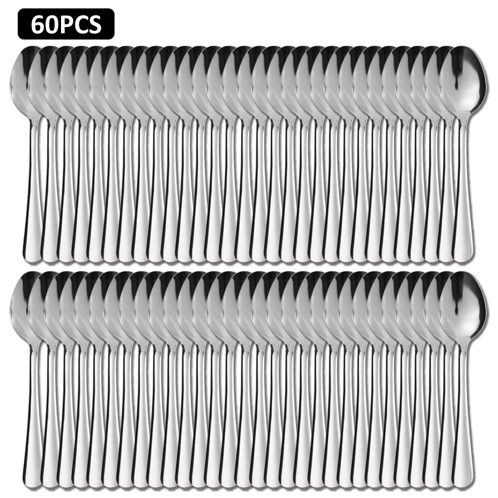 60 Pieces Dinner Spoons, 7.1 inch Stainless Steel Spoons Silverware ...