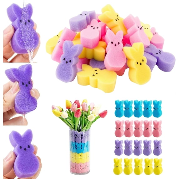 60 Pieces Easter Bunny Sponge Decorations, 4-Color Spring Craft Filling ...