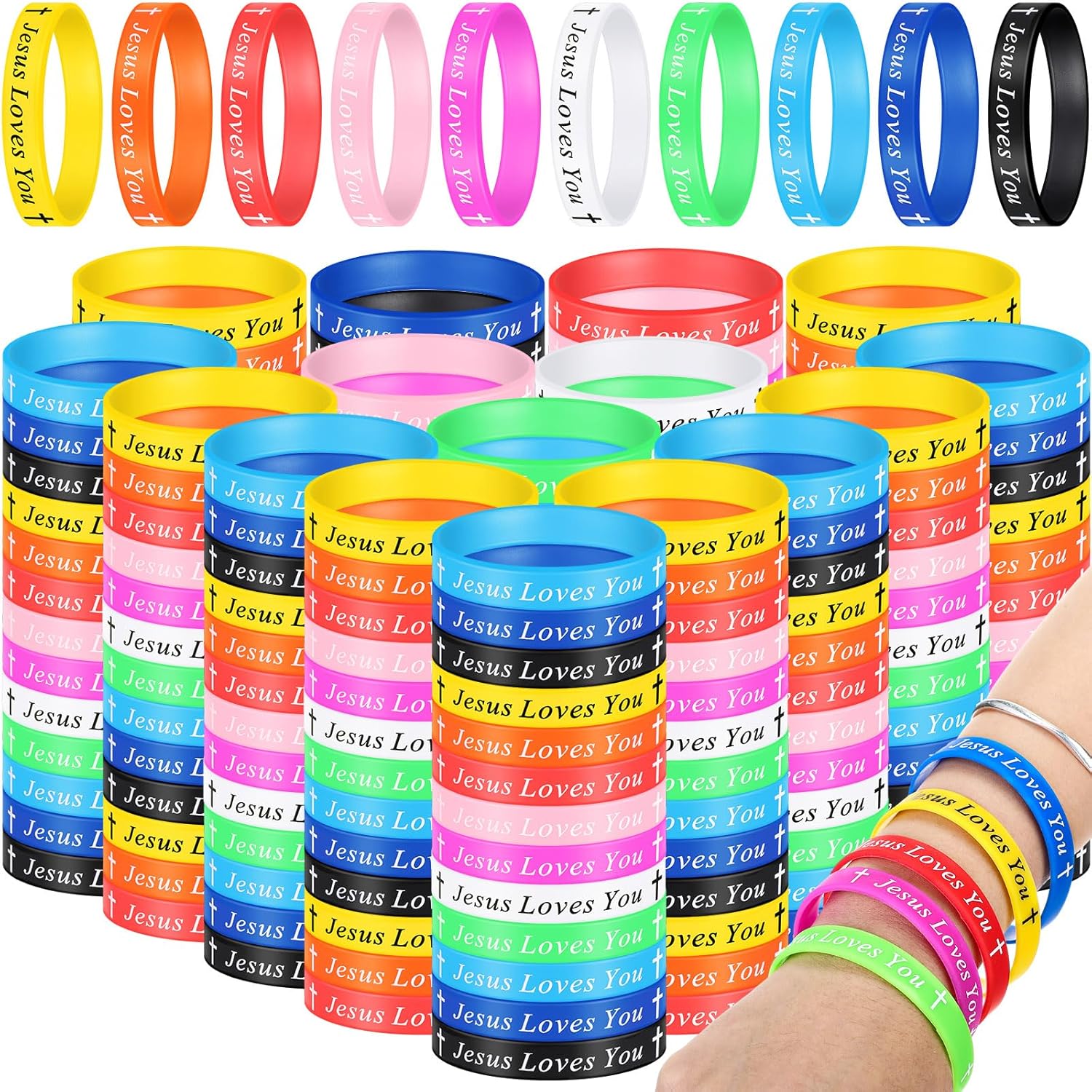 60 Pieces Easter Jesus Loves You Bracelet Bulk Gifts Religious ...