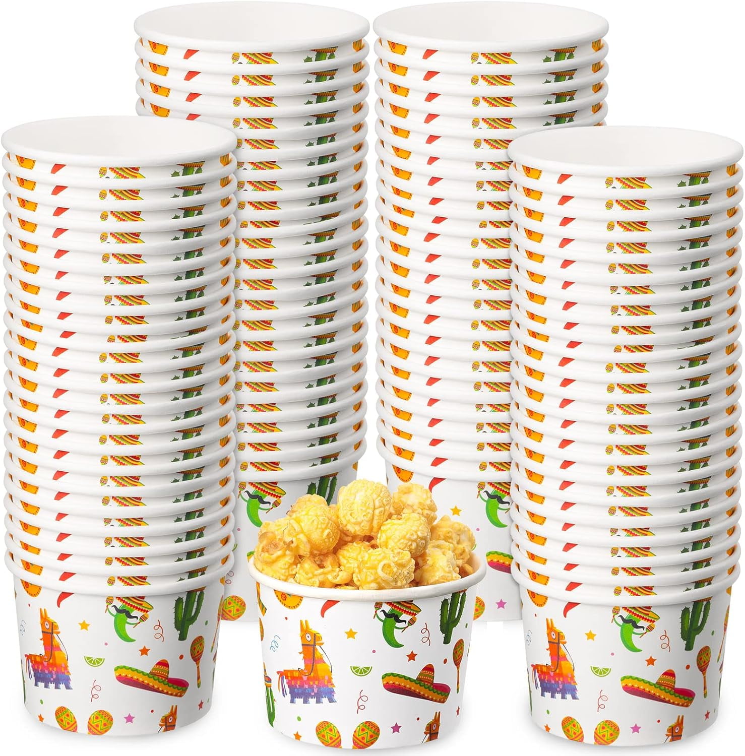 60 Pieces Fiesta Ice Cream Cups Disposable Dessert Bowls Paper Soup ...