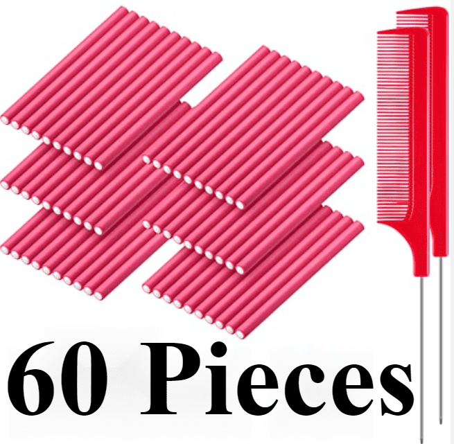 60 Pieces Flexible Curling Rods Hair Curlers Rollers Twist Flexi No ...