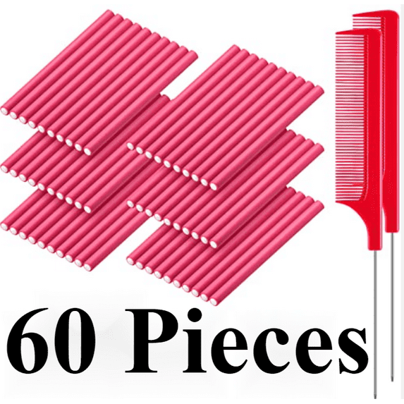 60 Pieces Flexible Curling Rods Hair Curlers Rollers Twist Flexi No ...