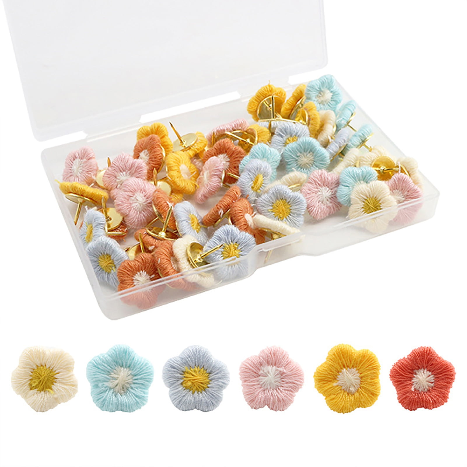 60 Pieces Flower Push Pins, Decorative Flower Thumb Tacks Creative ...