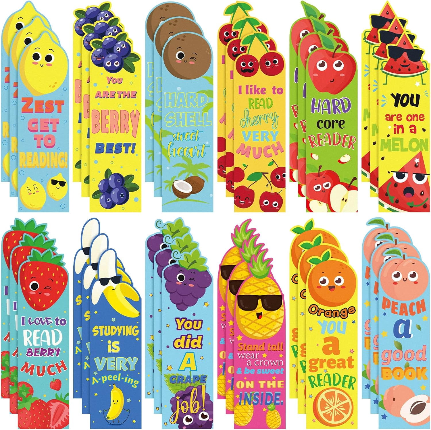 60 Pieces Fruit Scented Bookmarks Kids Bulk Scratch and Sniff Smelly ...