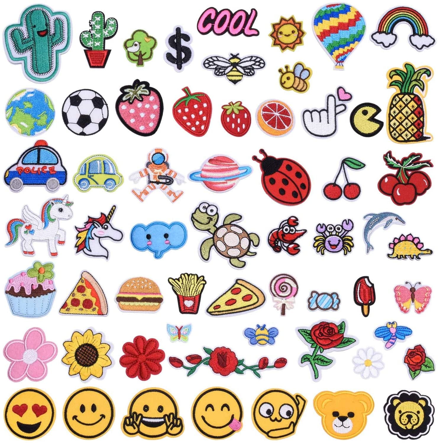 60 Pieces Iron-On Patches Cute DIY Clothing Patches Stickers Children ...