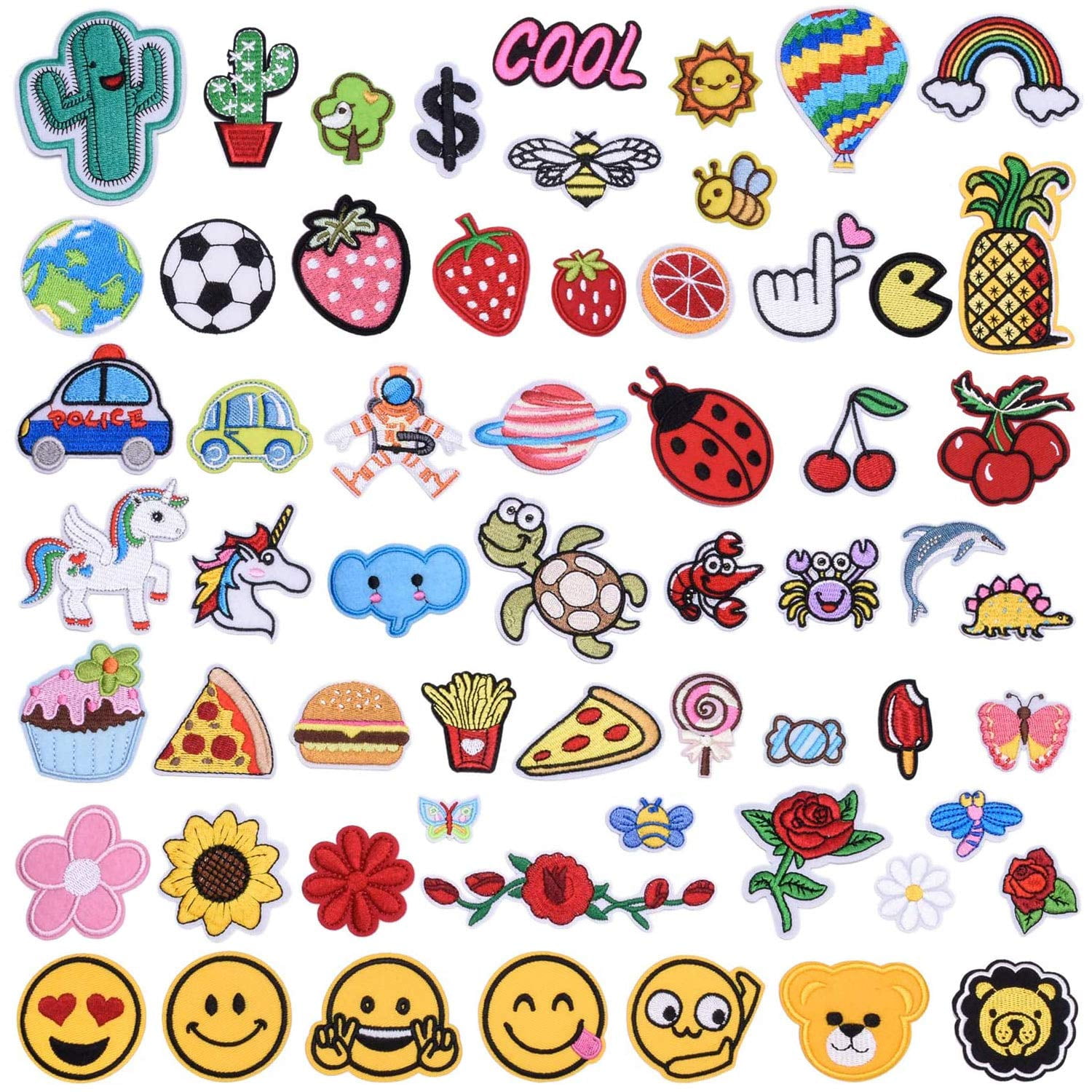 60 Pieces Iron-On Patches Cute DIY Clothing Patches Stickers Children ...