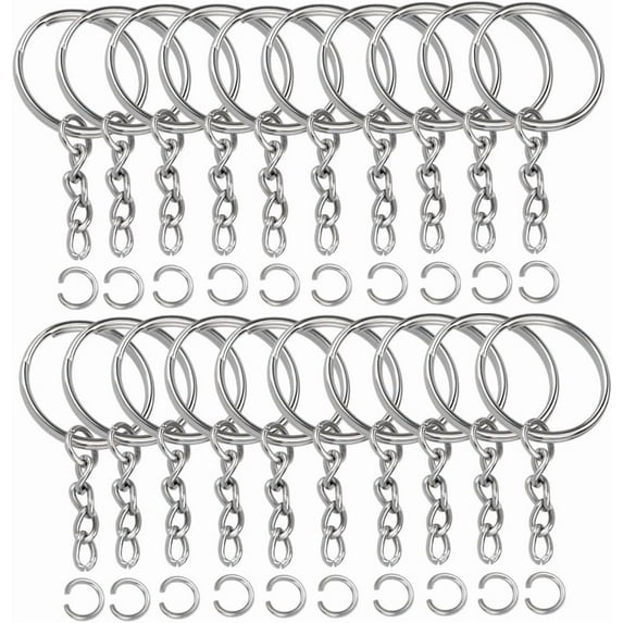 60 Pieces Key Rings with Chains and Open Jump Ring Connectors, Bulk ...