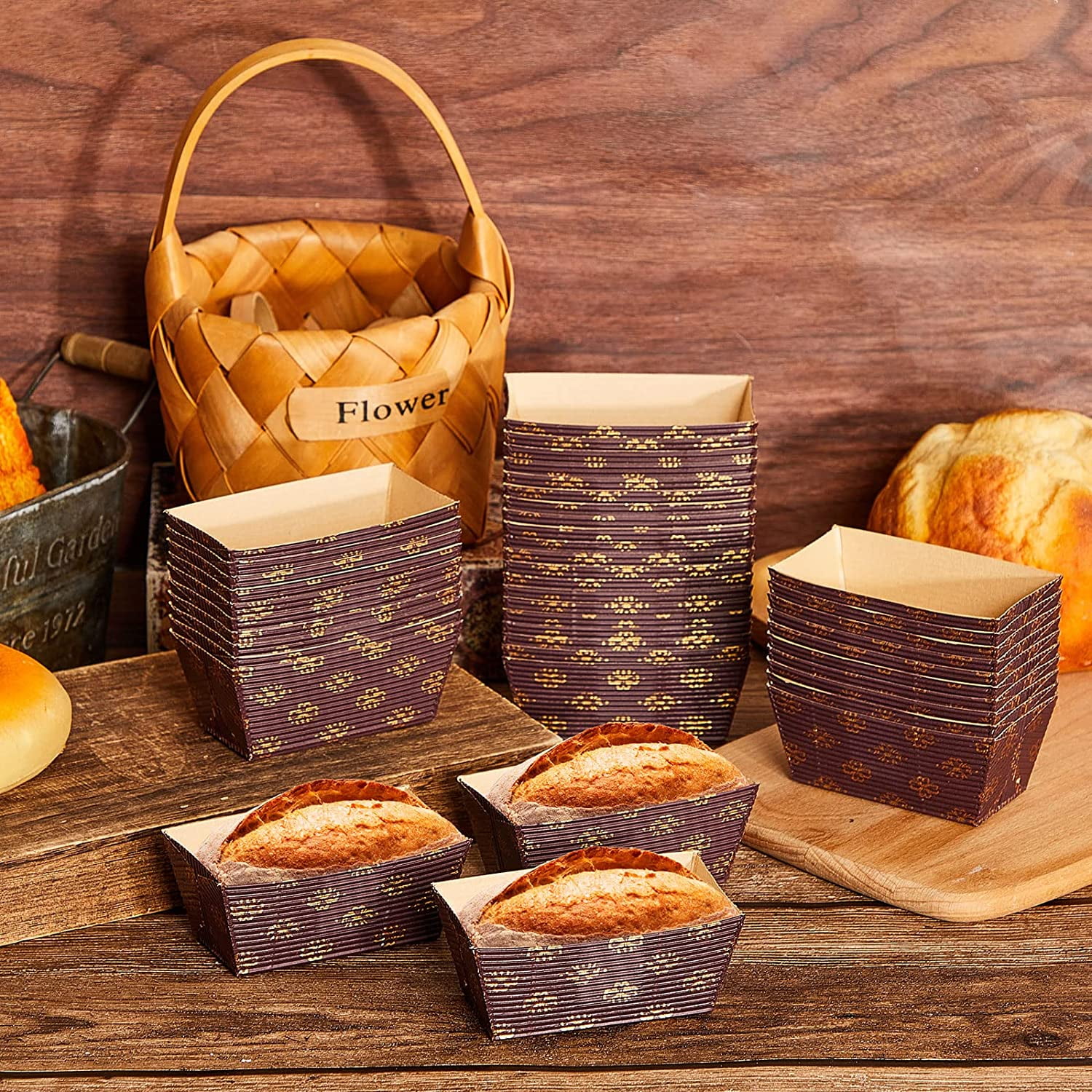 60 Pieces Mini Paper Loaf Pans Disposable Baking Pans for Quick Bread ...