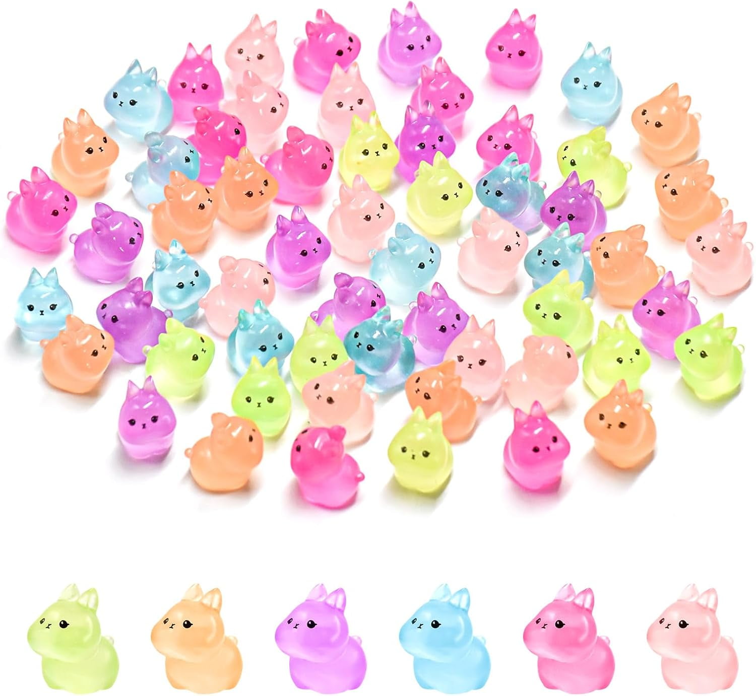 60 Pieces Mini Resin Figures Luminous Mini Easter Bunny Tiny Rabbit ...
