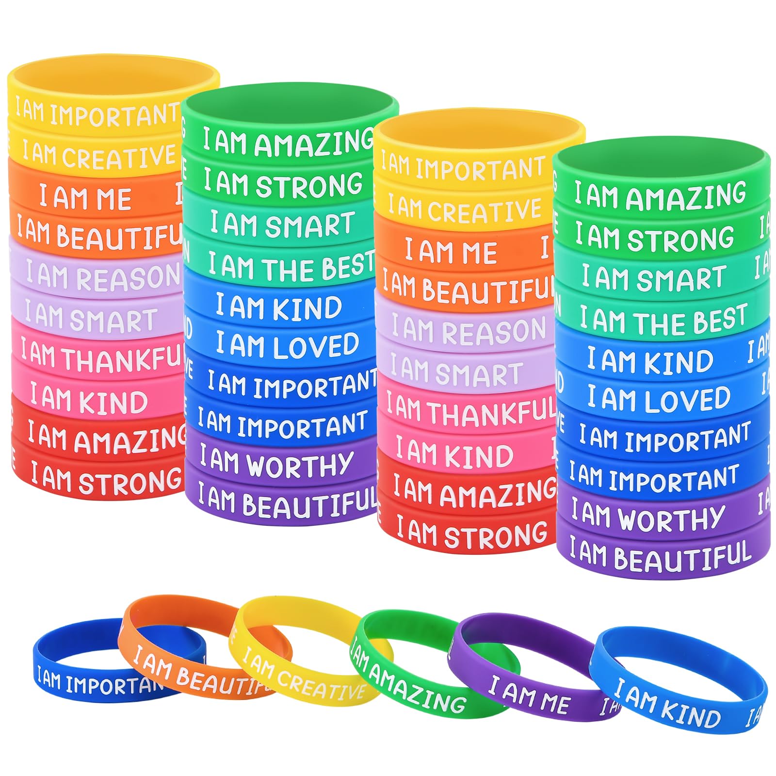 60 Pieces Motivational Wristbands For Students , Colorful Inspirational ...