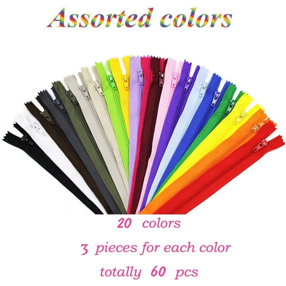 60 Pieces Nylon Coil Zippers,14 Inch Colorful Sewing Zippers Supplies ...