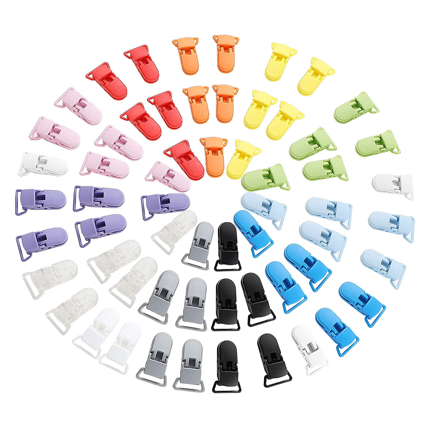 60 Pieces Pacifier Clips Holders Plastic Suspender Clips for Pacifiers ...