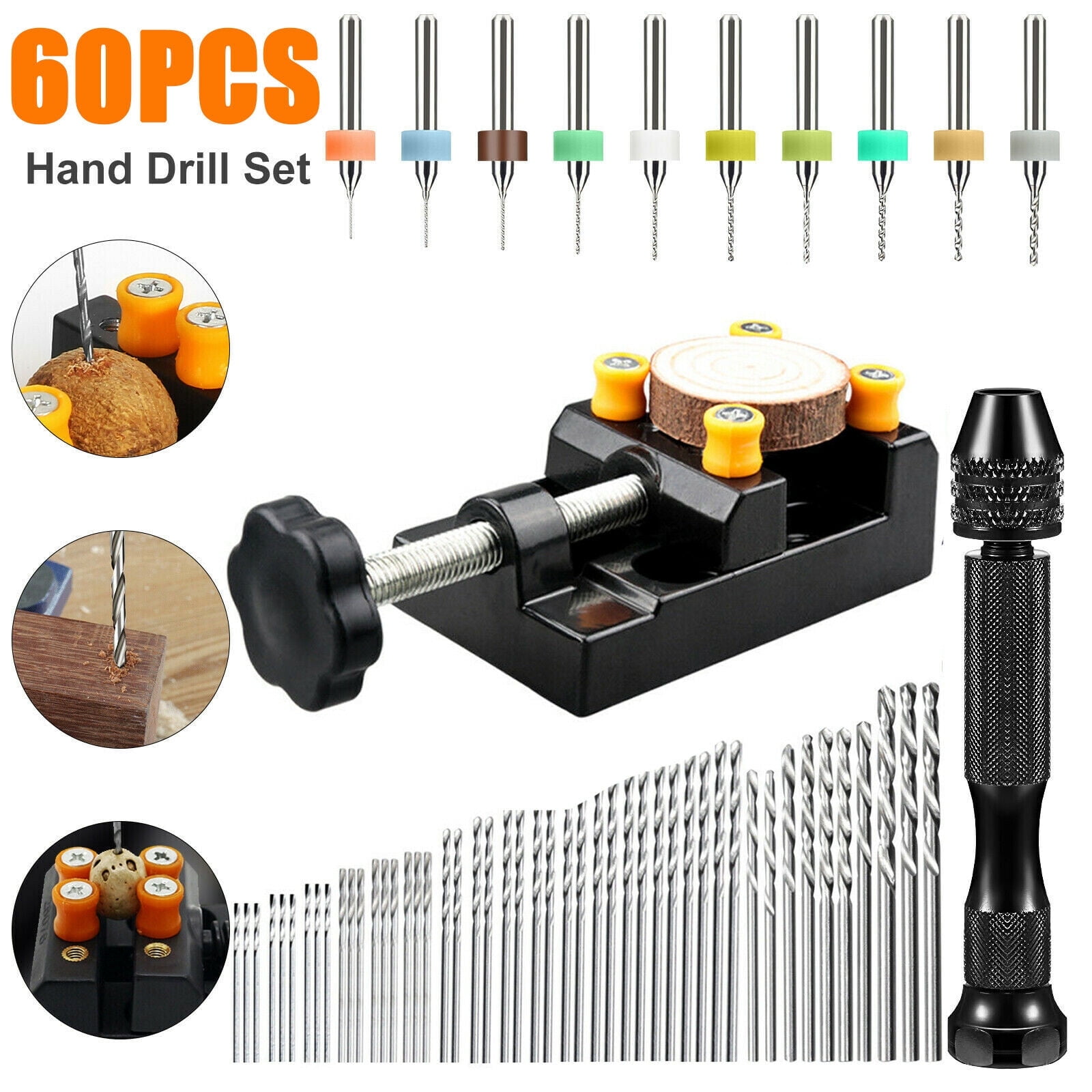 Garberiel 60 Pieces Hand Drill Bits Set, Pin Vise, Micro Twist Tools ...