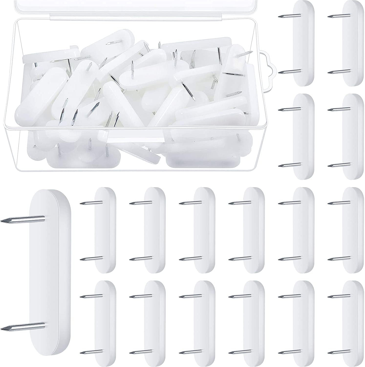 60 Pieces Plastic Head Double Pins Bed Skirt Holding Pins White Bed ...