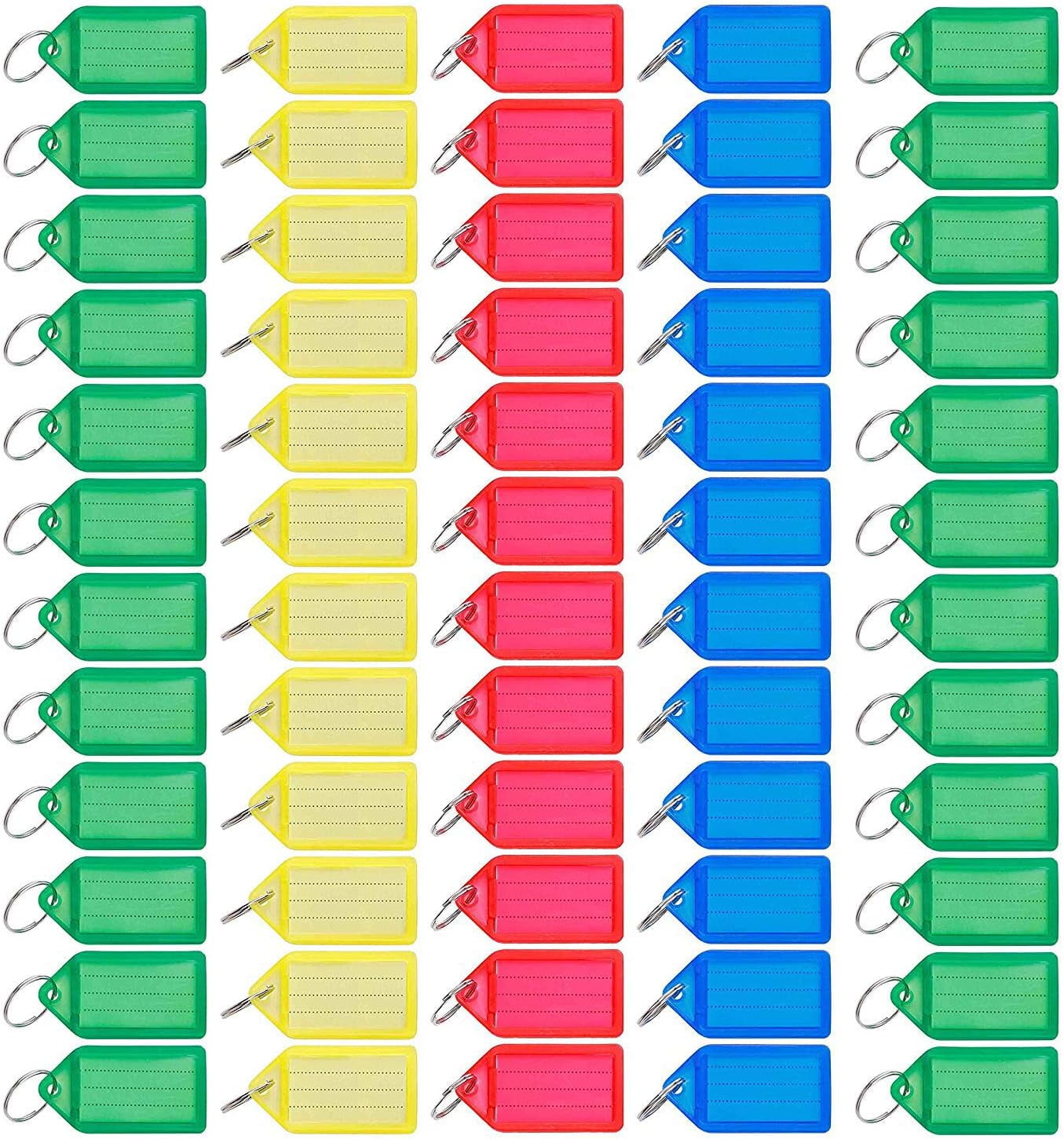 60 Pieces Plastic Luggage ID with Split Ring Key Tags Multi Colors Key ...