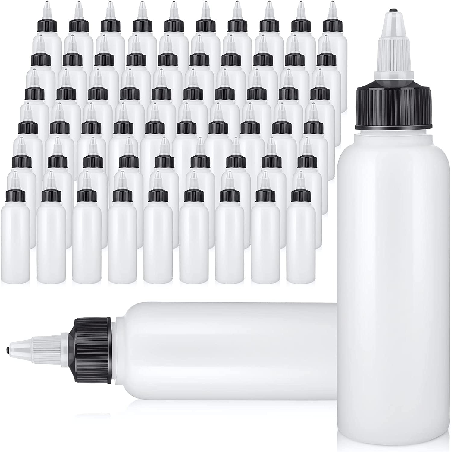 60 Pieces Plastic Squeeze Bottles 4 oz Condiment Dispensing Bottles ...