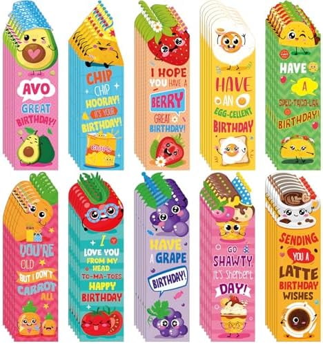 60 Pieces Scratch and Sniff Scented Happy Birthday Bookmarks Funny Pun ...