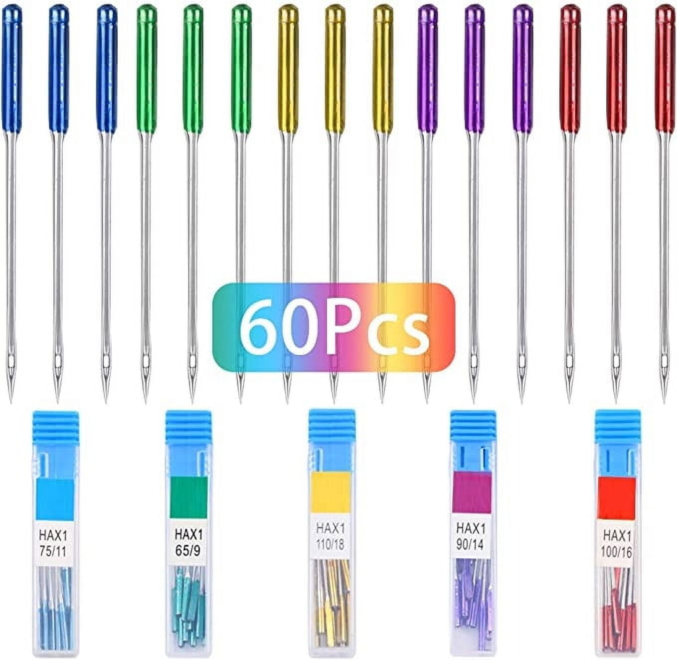 60 Pieces Sewing Machine Needles Universal Regular Point Machine ...
