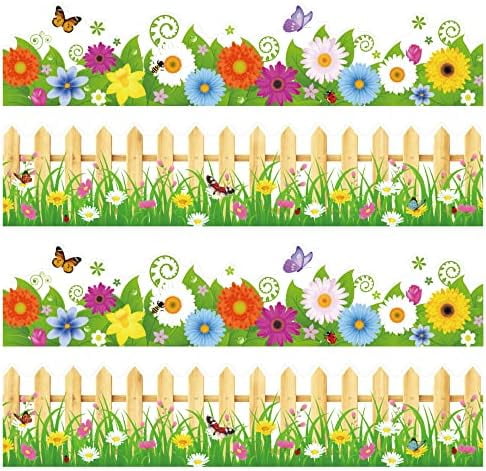 60 Pieces Spring Bulletin Board Borders Flowers Board Border Stickers ...