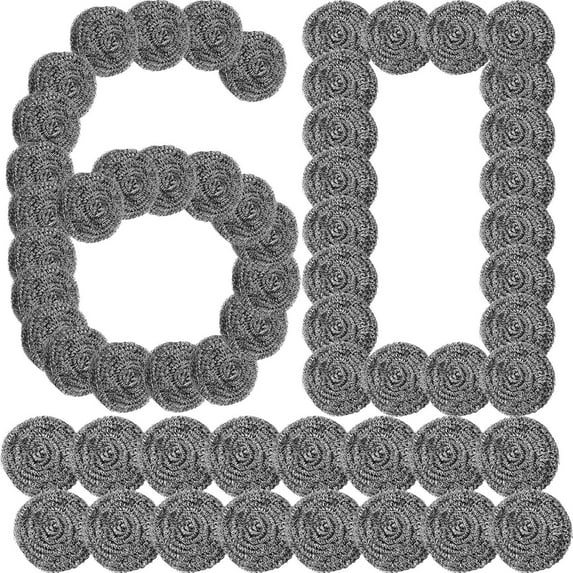 60 Pieces Stainless Steel Scouring Pad Bulk Metal Scrubber for Cleaning ...