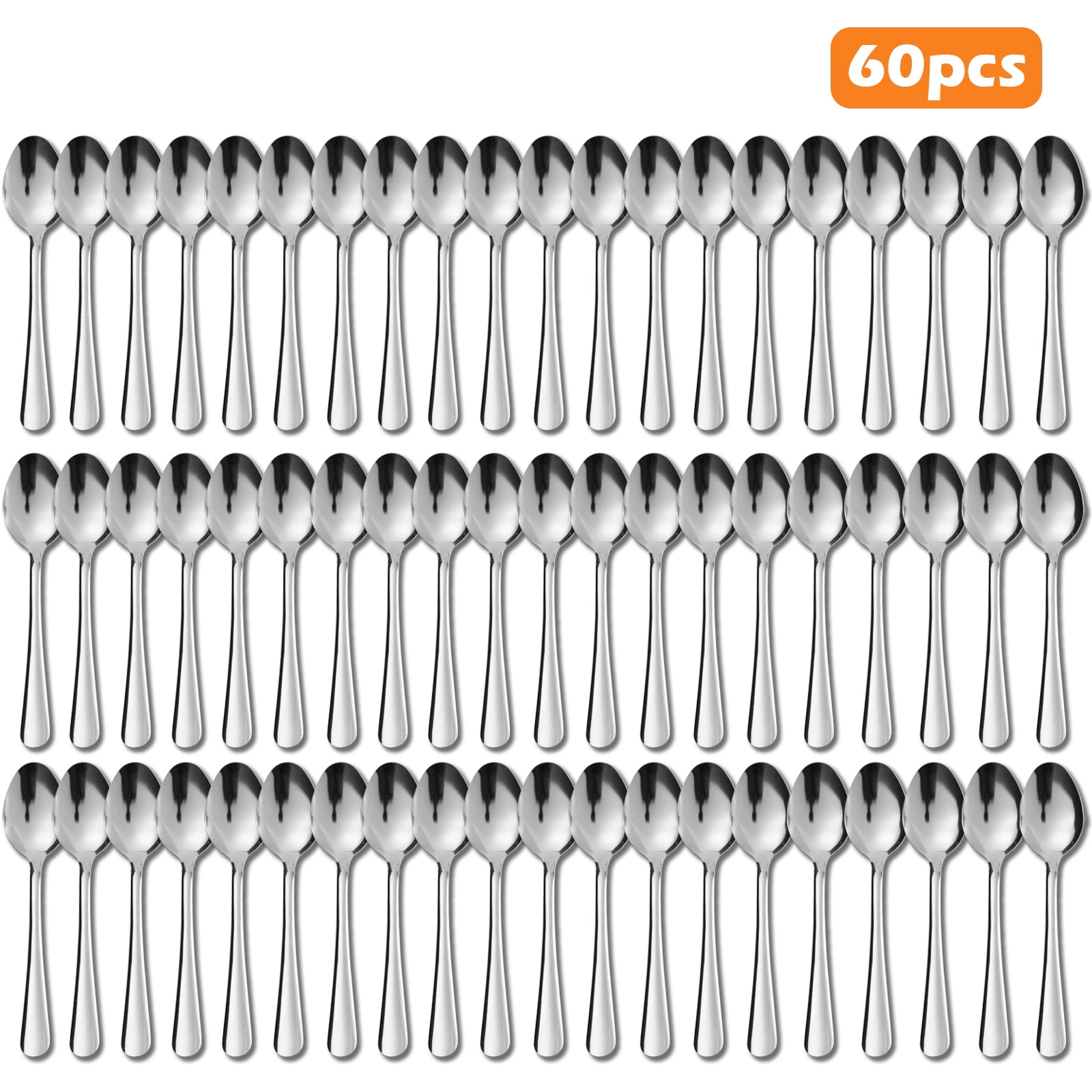 60 Pieces Tea Spoons, 5.9 inch Stainless Steel Teaspoons Set, Dessert ...