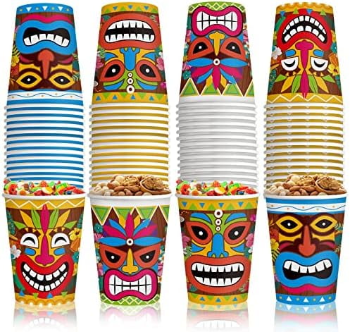 60 Pieces Tiki Cups 9 oz Tiki Disposable Paper Cups Cute Party ...