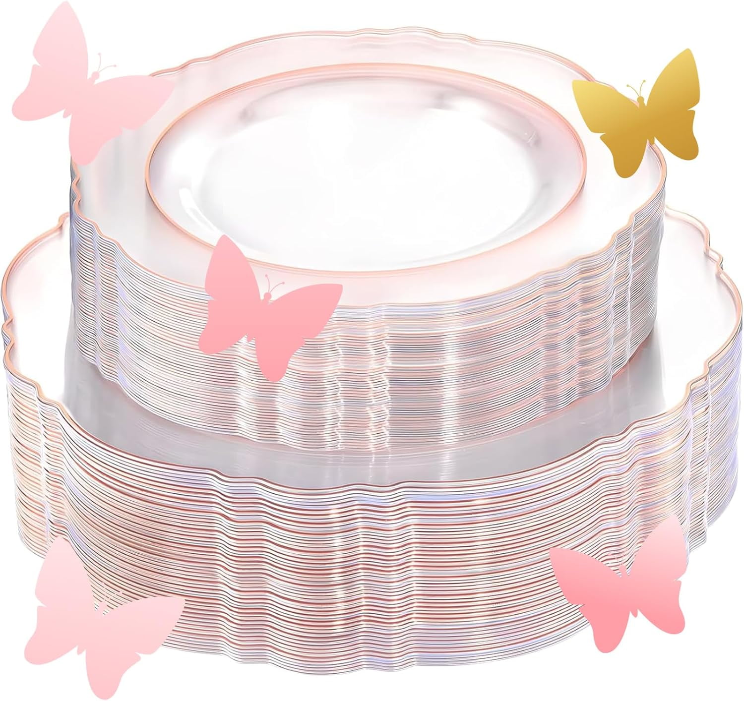 60 Pink Plastic Plates - Baroque Pink Disposable Plates, including 30 ...