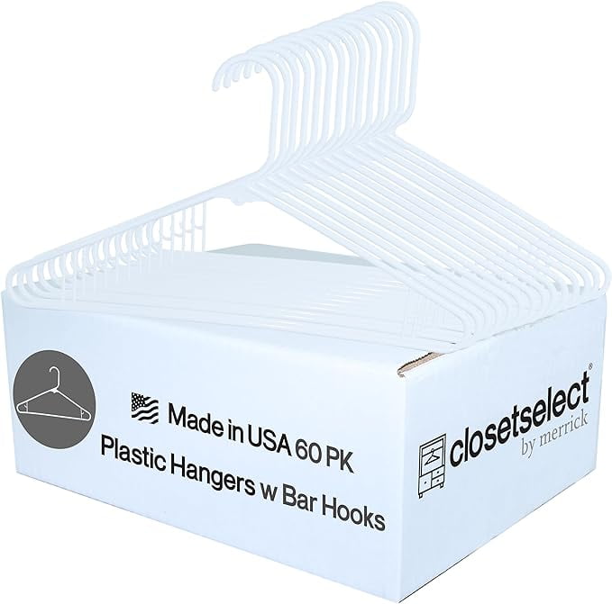 Closet Select 60-Count Plastic Hangers with Bar Hooks, Value Pack ...