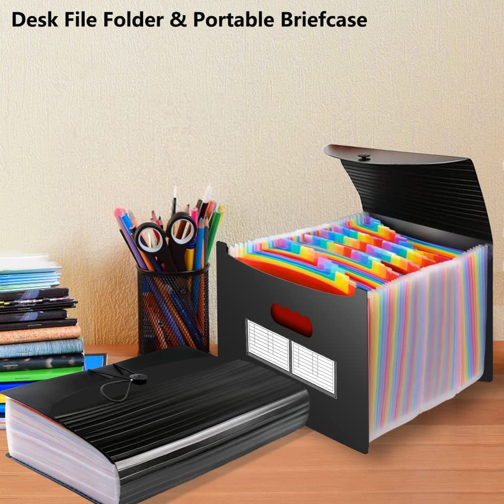 60 Pockets Expandable File Organizer with Blank Labels for A4/Letter ...