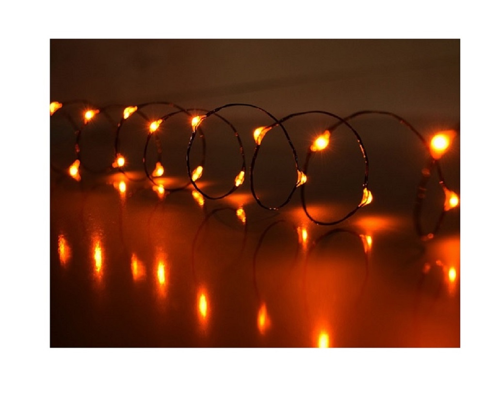 60" Purple Orange Micro Led Battery Operated Bulbs Fairy Multi Lights ...