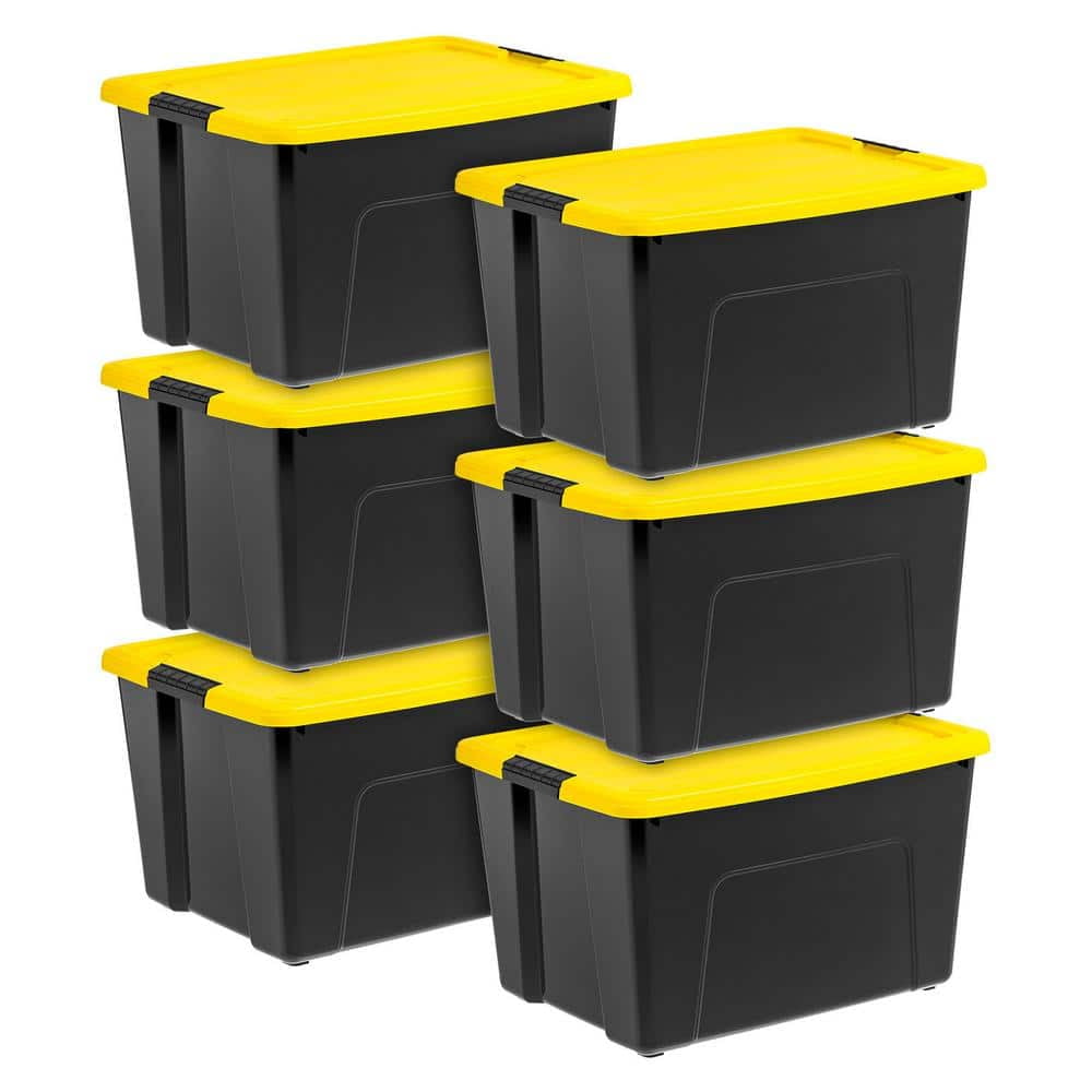 60 Qt./15 Gal. Plastic Storage Boxes with Latching Lids in Black and ...