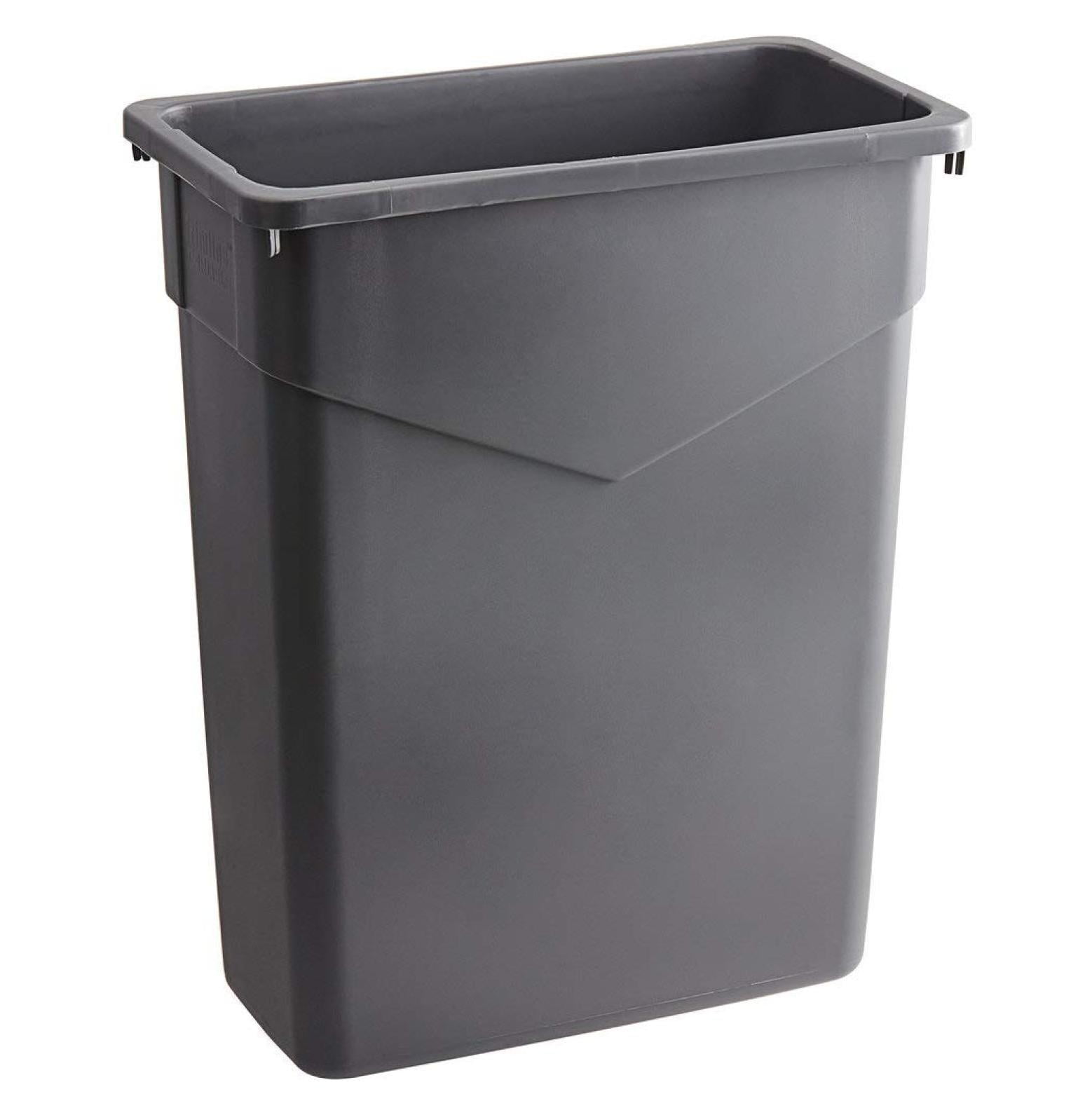 60 Qt. / 15 Gallon / 57 Liters Gray Slim Rectangular Trash Can. Trash ...