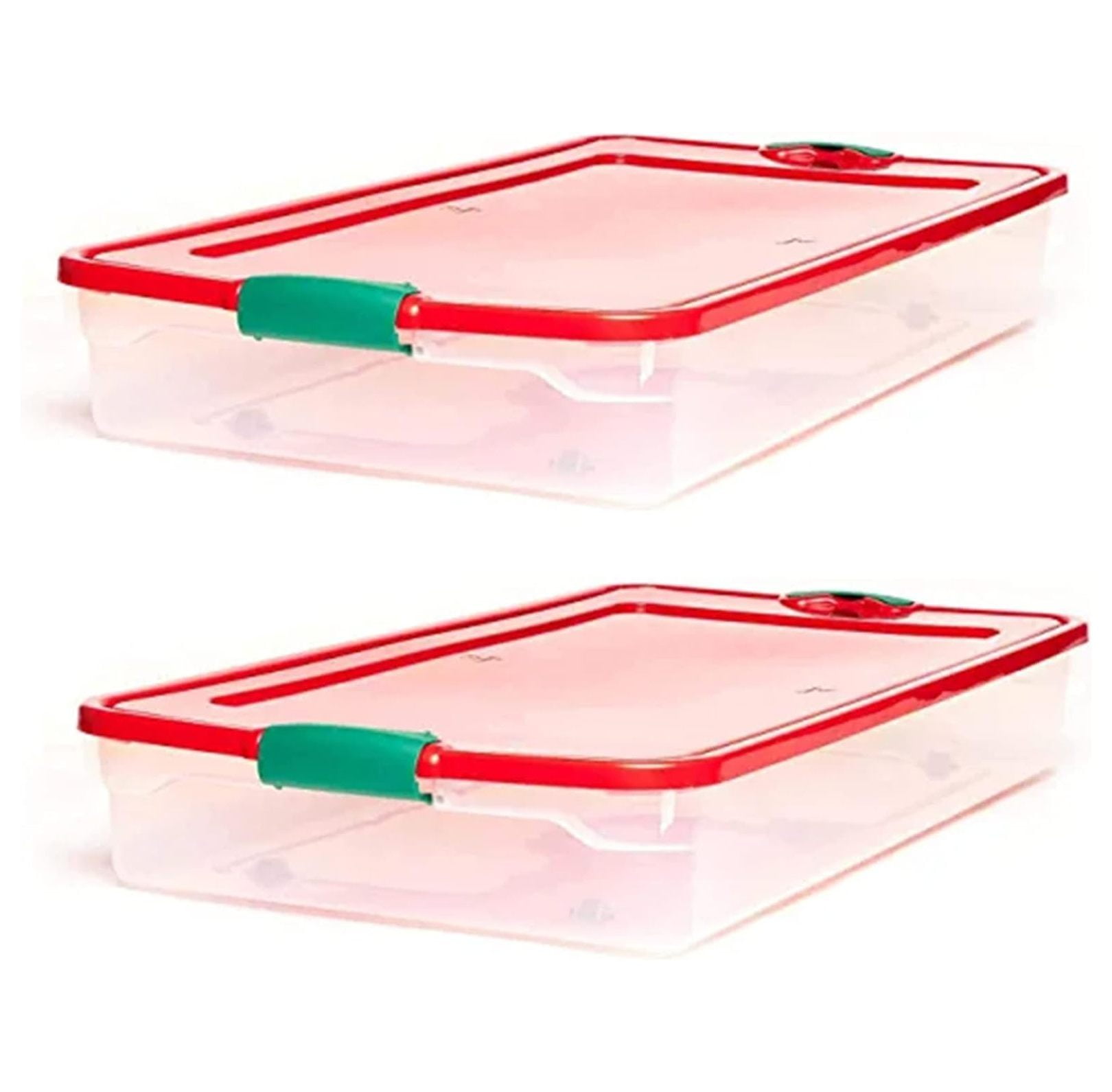 60-Quart Holiday Plastic Underbed Storage Bins with Red Latching Lids ...