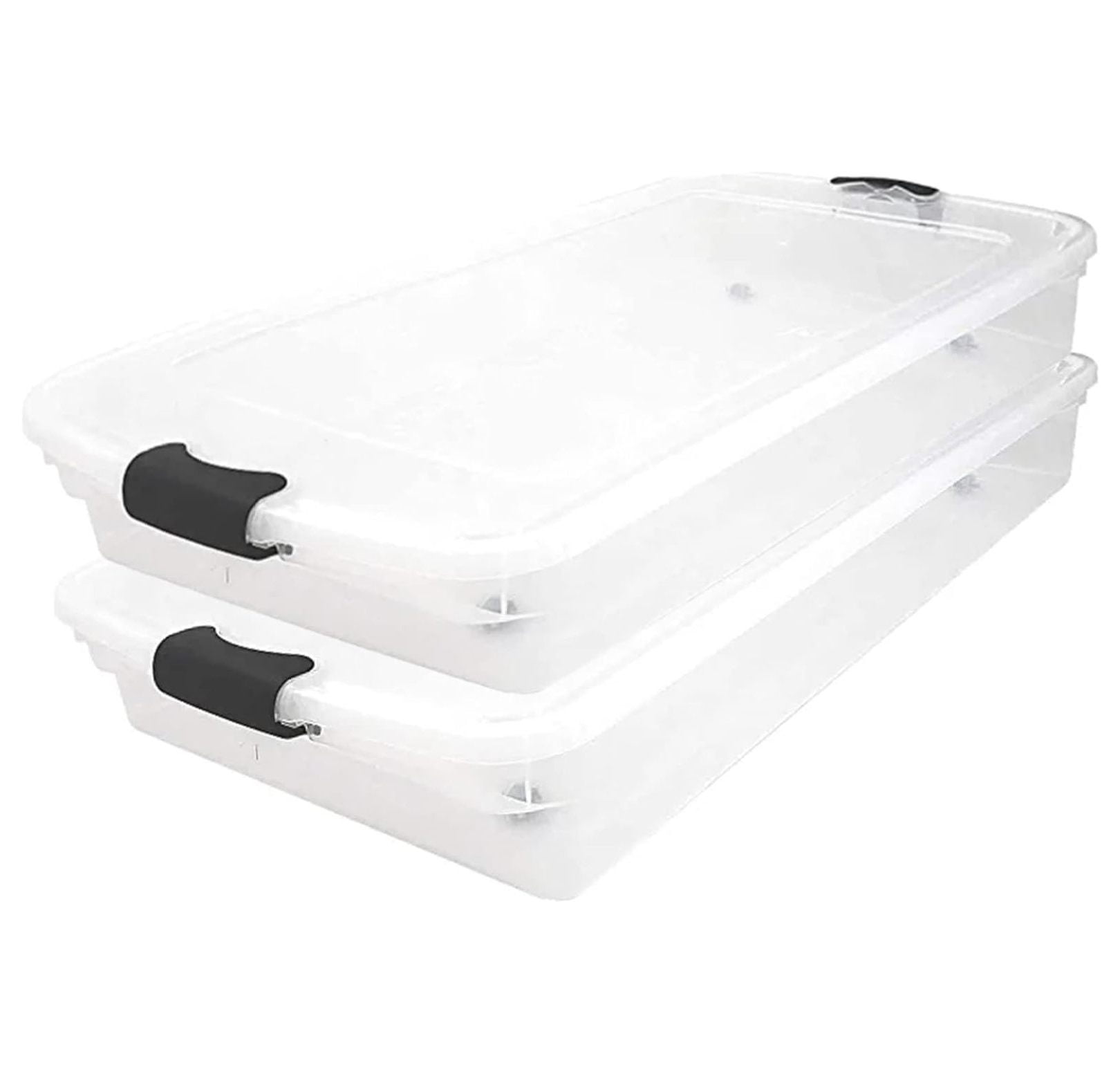 60 Quart Multipurpose Slim Underbed Storage Container Bins with Secure ...