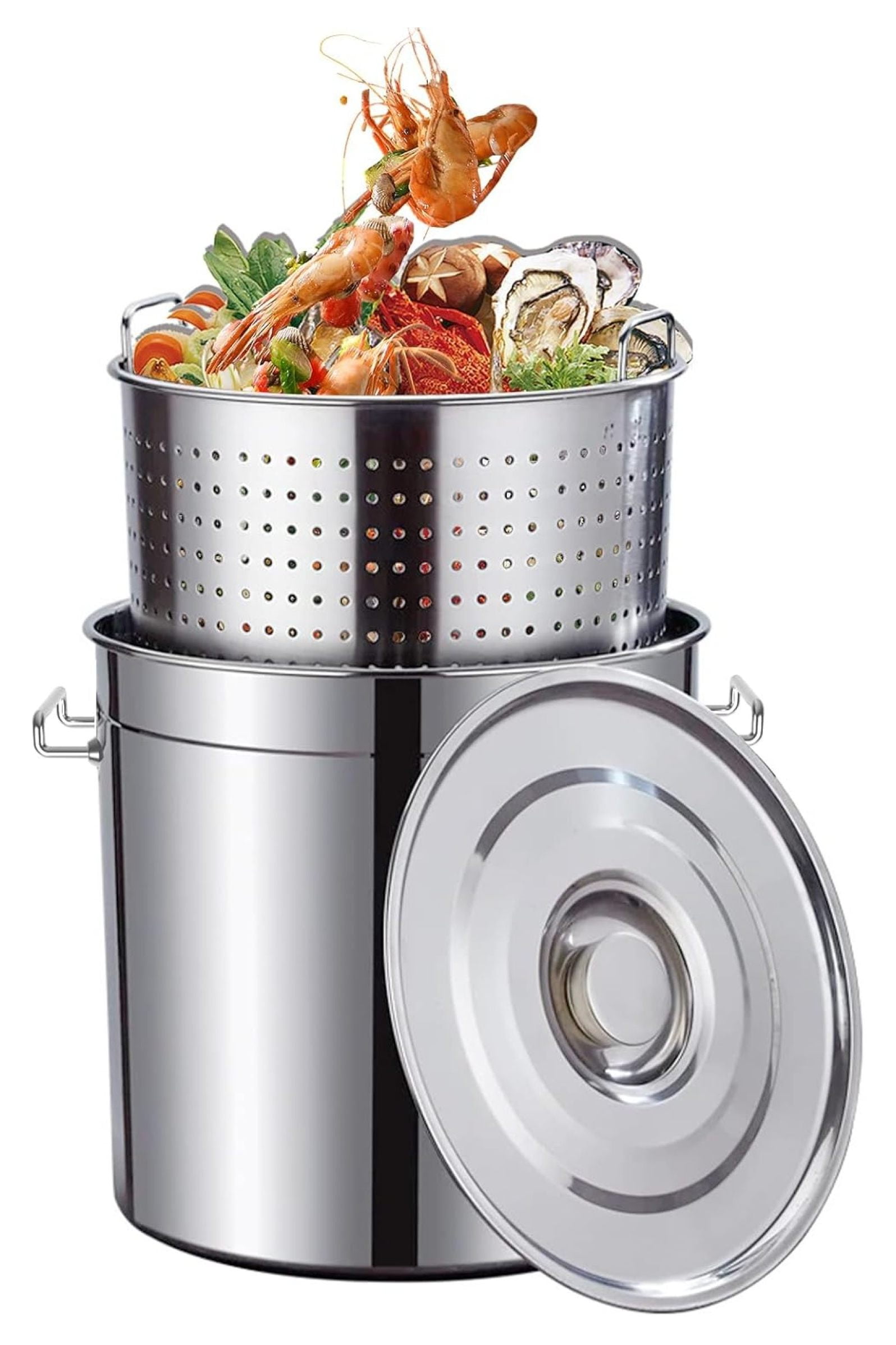 60-Quart Stainless Steel Seafood Boil Pot with Lid,Crab, Lobster ...