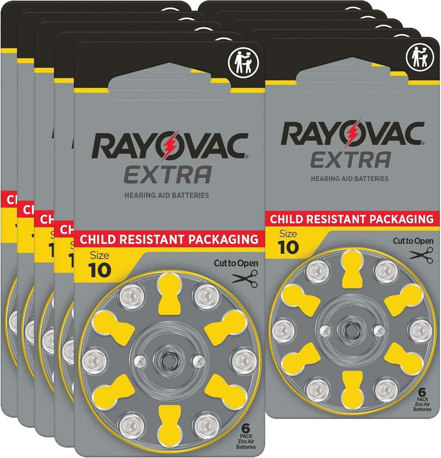 60 RAYOVAC EXTRA Advance Hearing AID Batteries SIZE 10 10 Packs of 6 ...