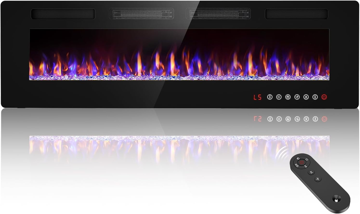 60” Recessed and Wall Mounted Fire Places Electric Fireplace with ...