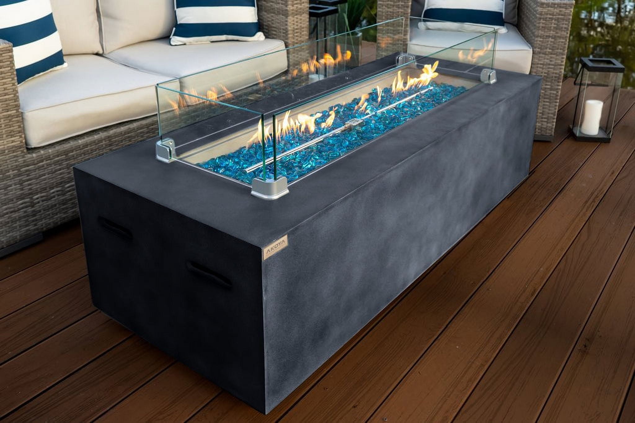 "Akoya Outdoor Essentials 60"" Rectangular Smokeless Fire Pit Table in ...