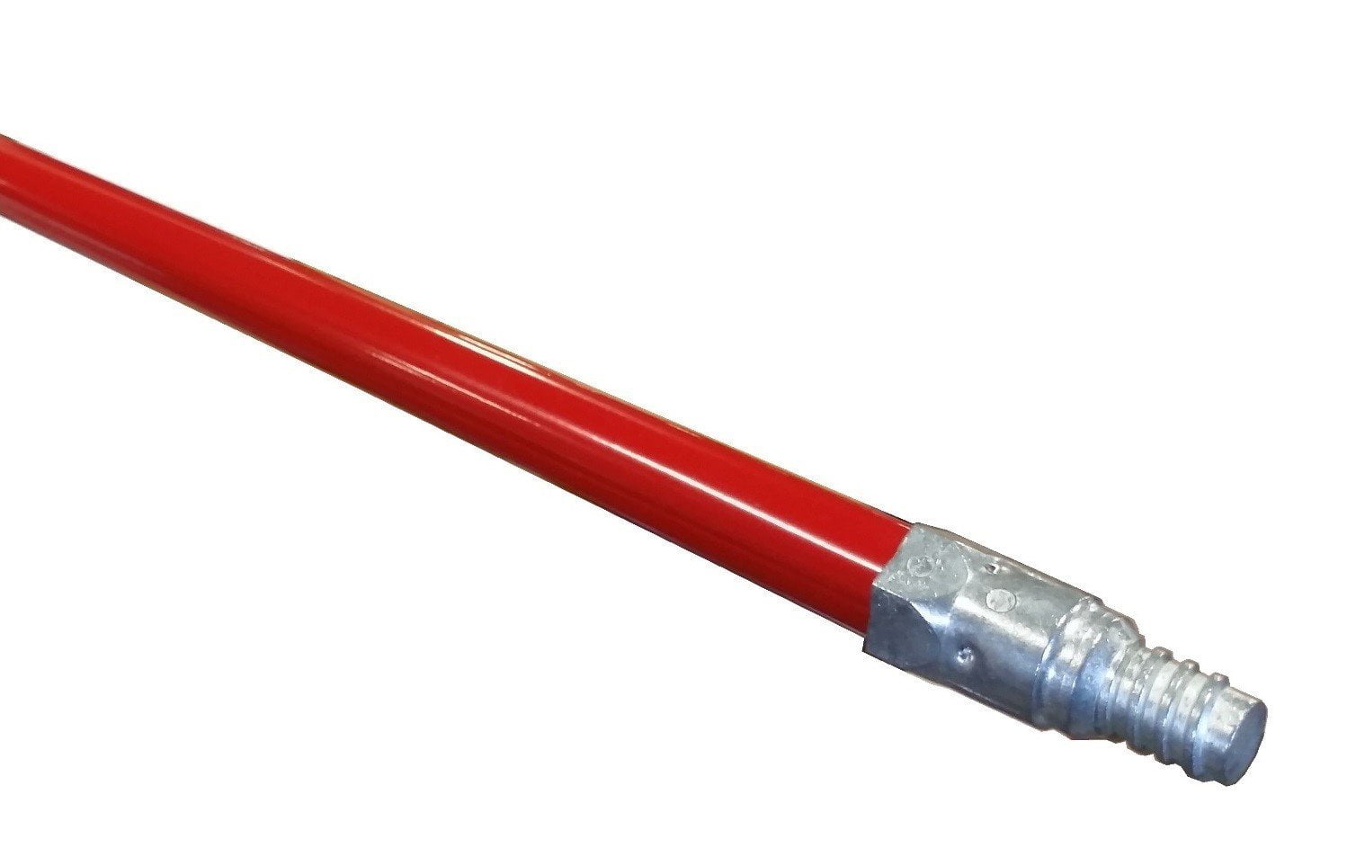 60" Red Powder Coated Steel Broom Handle with Threaded Metal Tip (Case ...