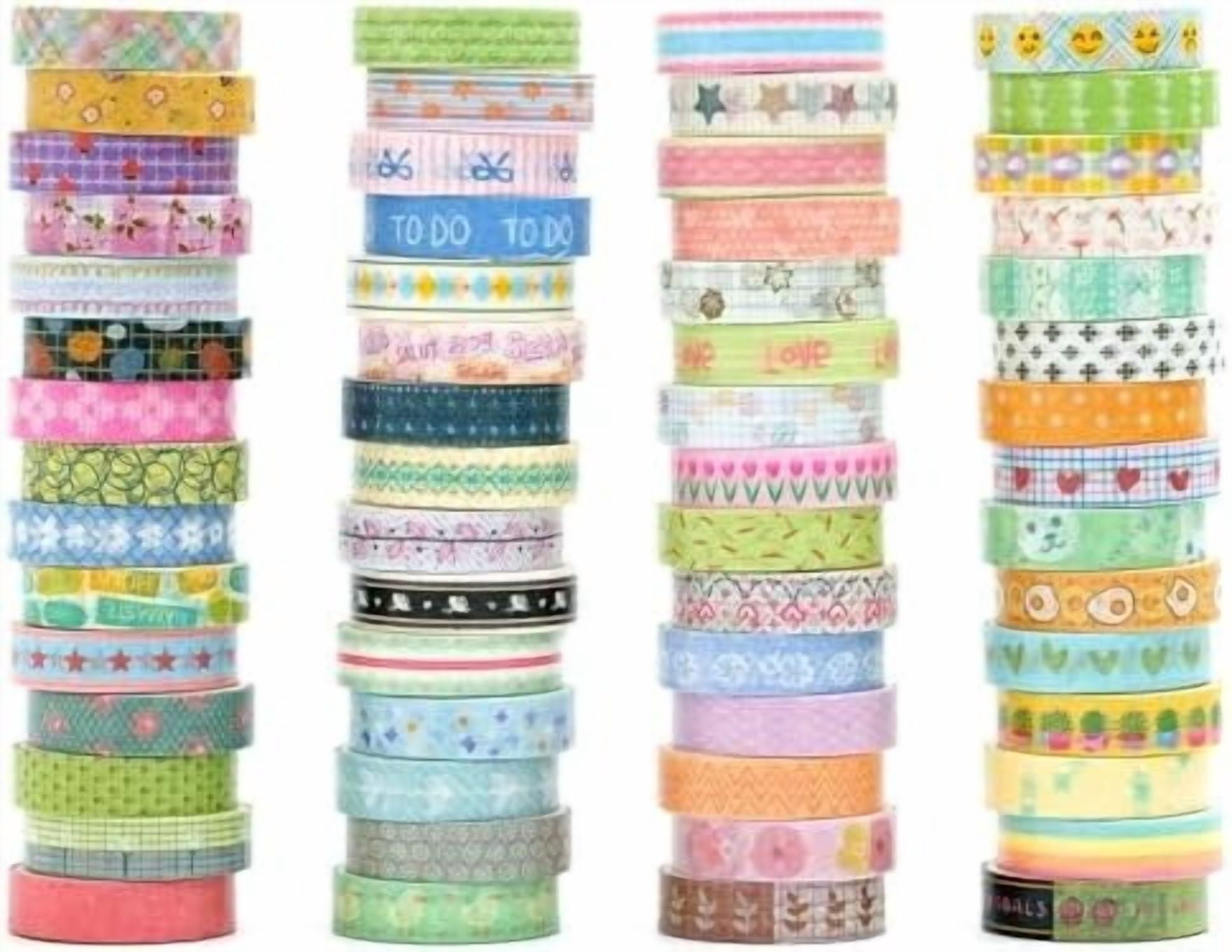 60 Rolls Cute Washi Tape Pack Basic Mini Adhesive Tapes Stars, Plaids ...