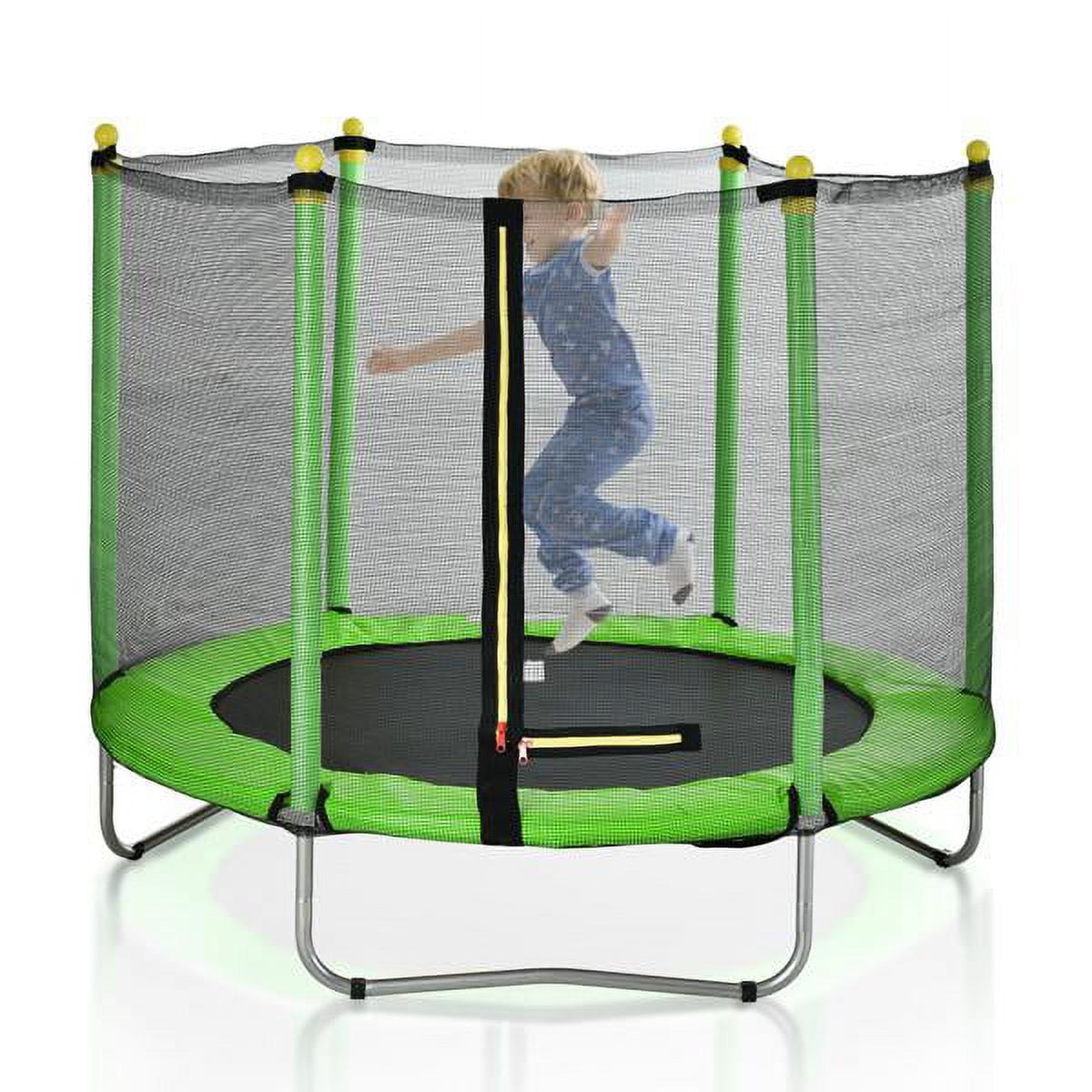60'' Round Outdoor Trampoline with Enclosure Netting, Mini Toddler ...