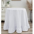 60" Round Rustic Linen Tablecloth with Ruffled Edge, Decorator Dining ...
