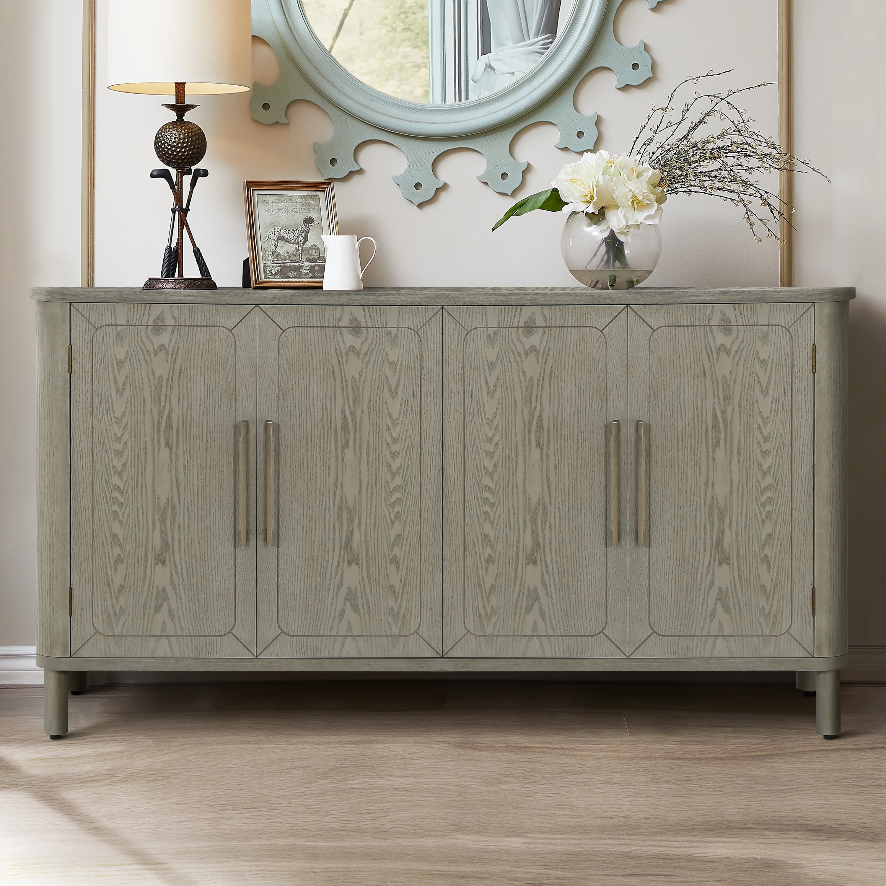 60" Rounded Design Sideboard with 4-Door - Walmart.com