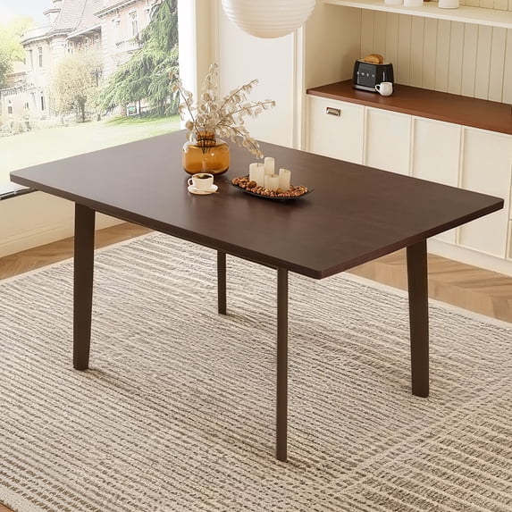 60" Rustic Farmhouse Dining Table - Solid Wood Frame, Minimalist Modern ...