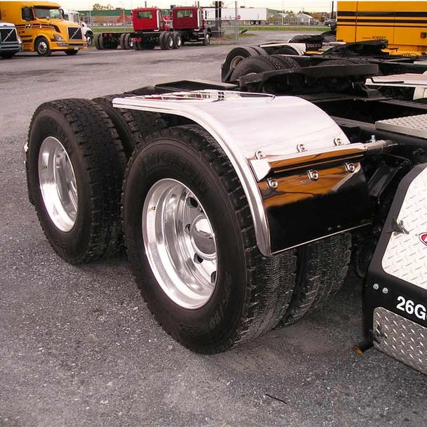 60" Semi Truck Half Fenders Winged Pattern Stainless Steel With Rolled ...