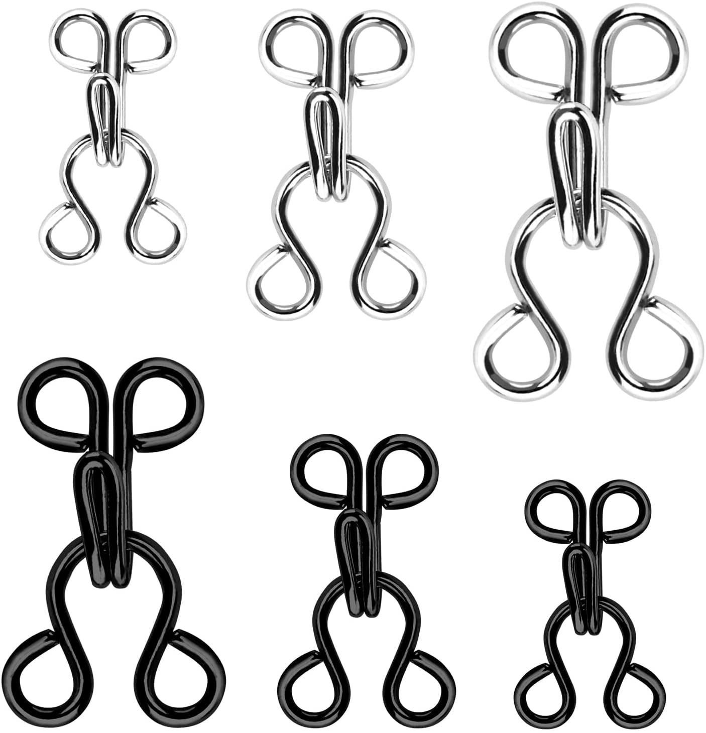 60 Set Sewing Hook and Eye Latch for Clothing, Bra Hooks Replacement ...